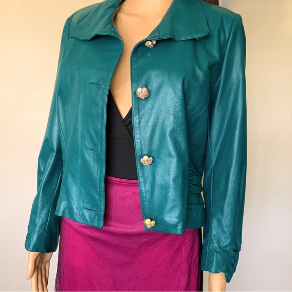 Lillie Ruben | Jackets & Coats | Vintage Teal Leather Jacket By Lillie ...